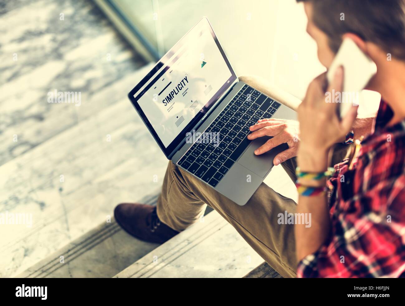 Young Man Using Browsing Smartphone Concept Stock Photo - Alamy