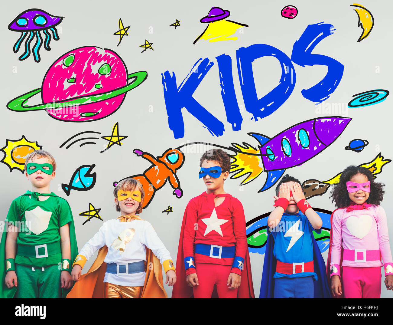 Kids Space Rocket Planet Graphic Concept Stock Photo - Alamy