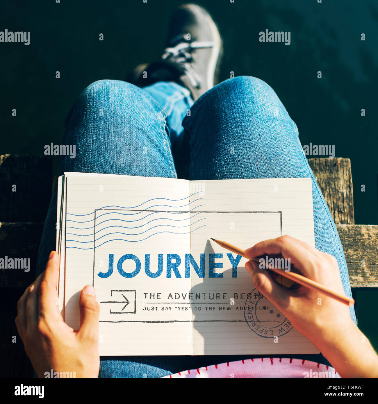 Journey Adventure Post Stamp Travel Concept Stock Photo - Alamy