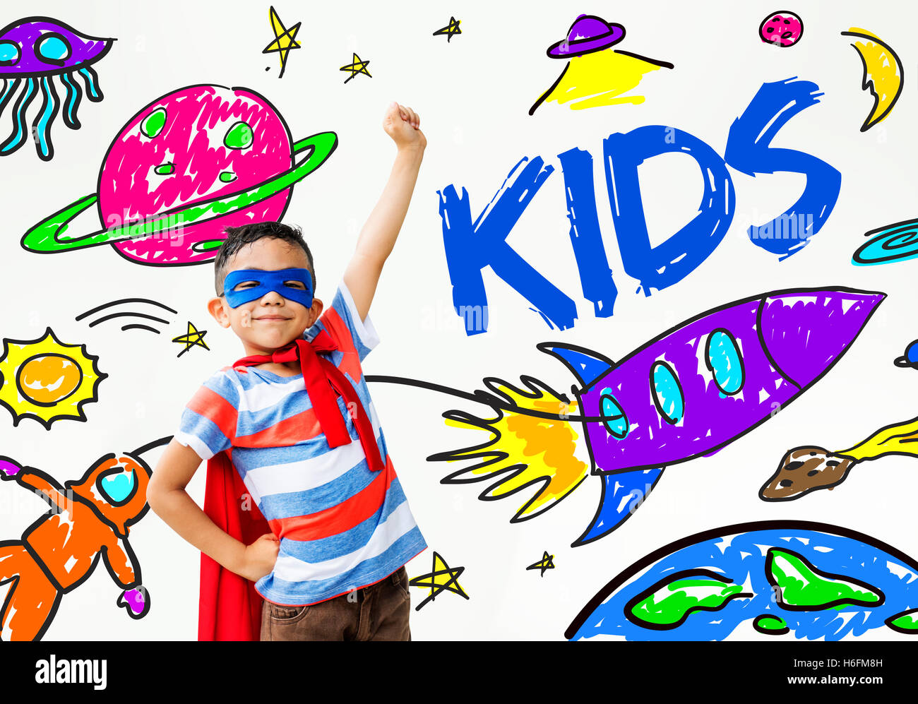 Kids Space Rocket Planet Graphic Concept Stock Photo - Alamy