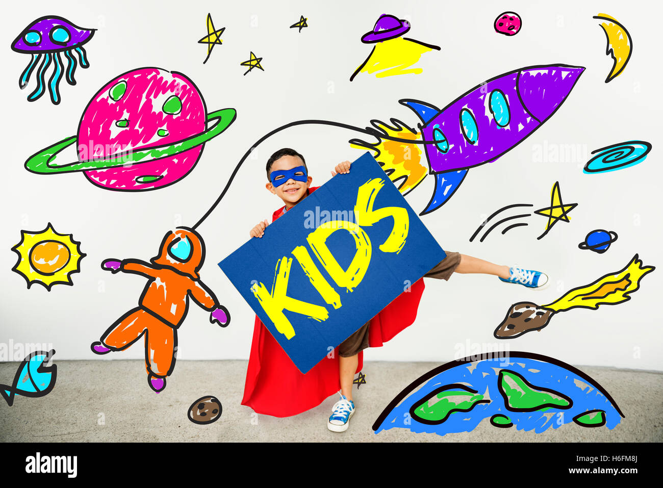 Kids Space Rocket Planet Graphic Concept Stock Photo - Alamy