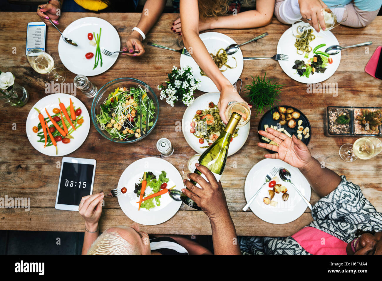 Lunch Celebration Meeting Friends Concept Stock Photo - Alamy