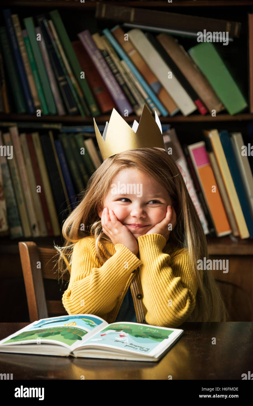 Adorable Cute Girl Reading Storytelling Concept Stock Photo - Alamy