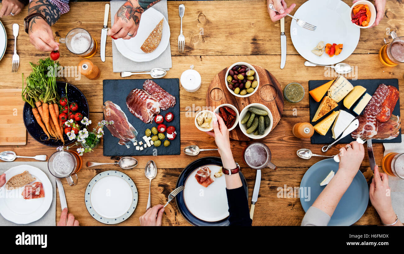 Group Of People Dining Concept Stock Photo - Alamy