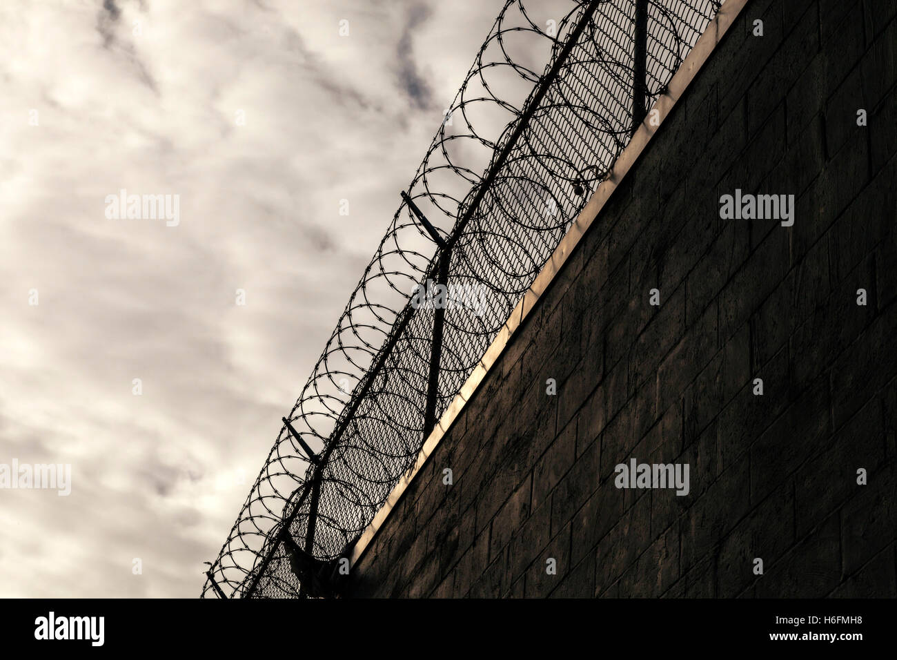 Wall with barb wire hi-res stock photography and images - Alamy