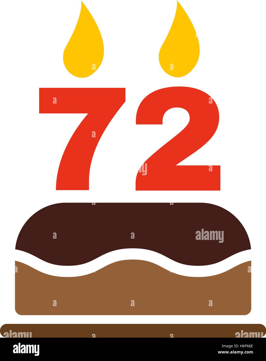The birthday cake with candles in the form of number 72 icon. Birthday ...