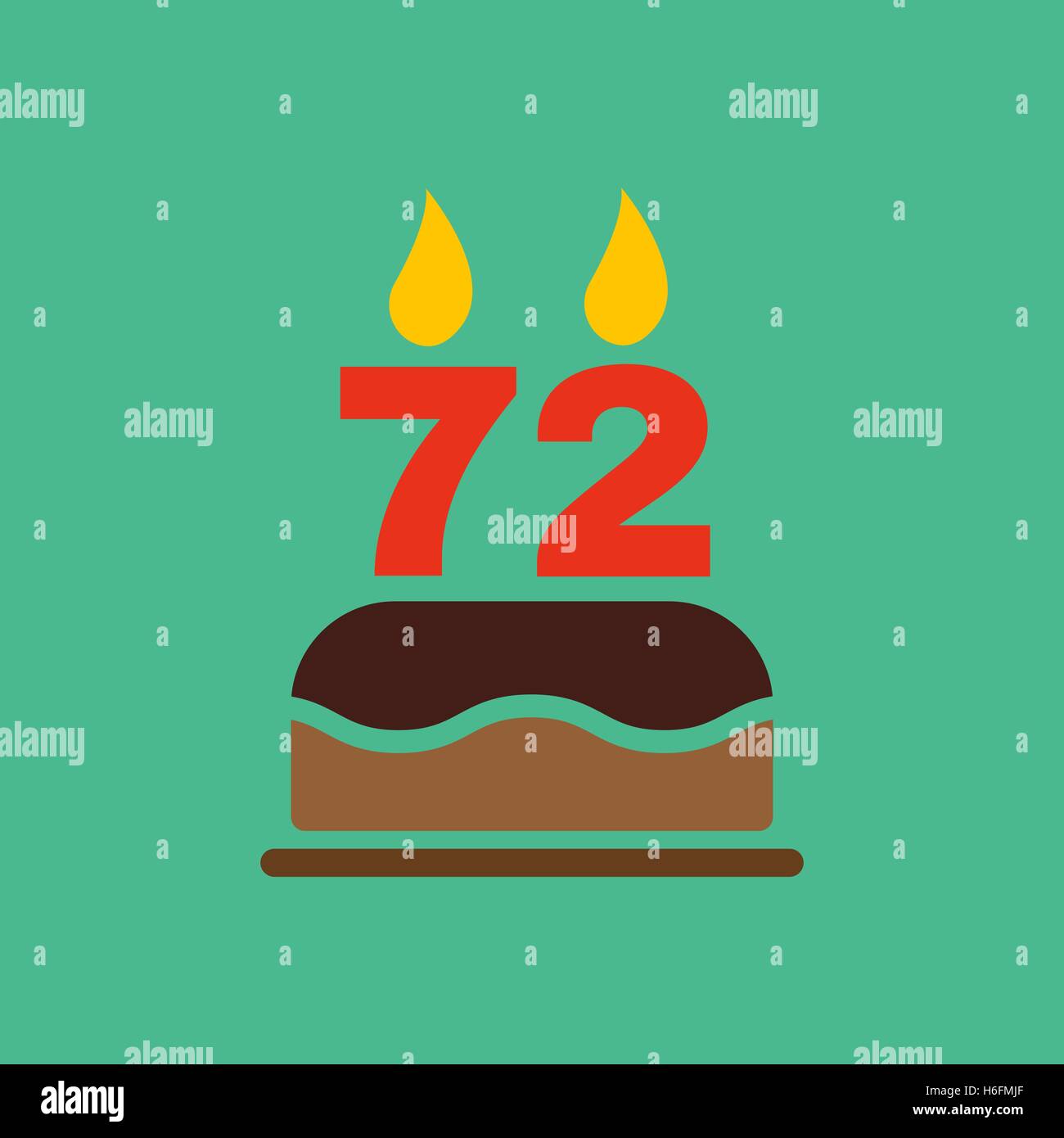 The birthday cake with candles in the form of number 72 icon. Birthday ...