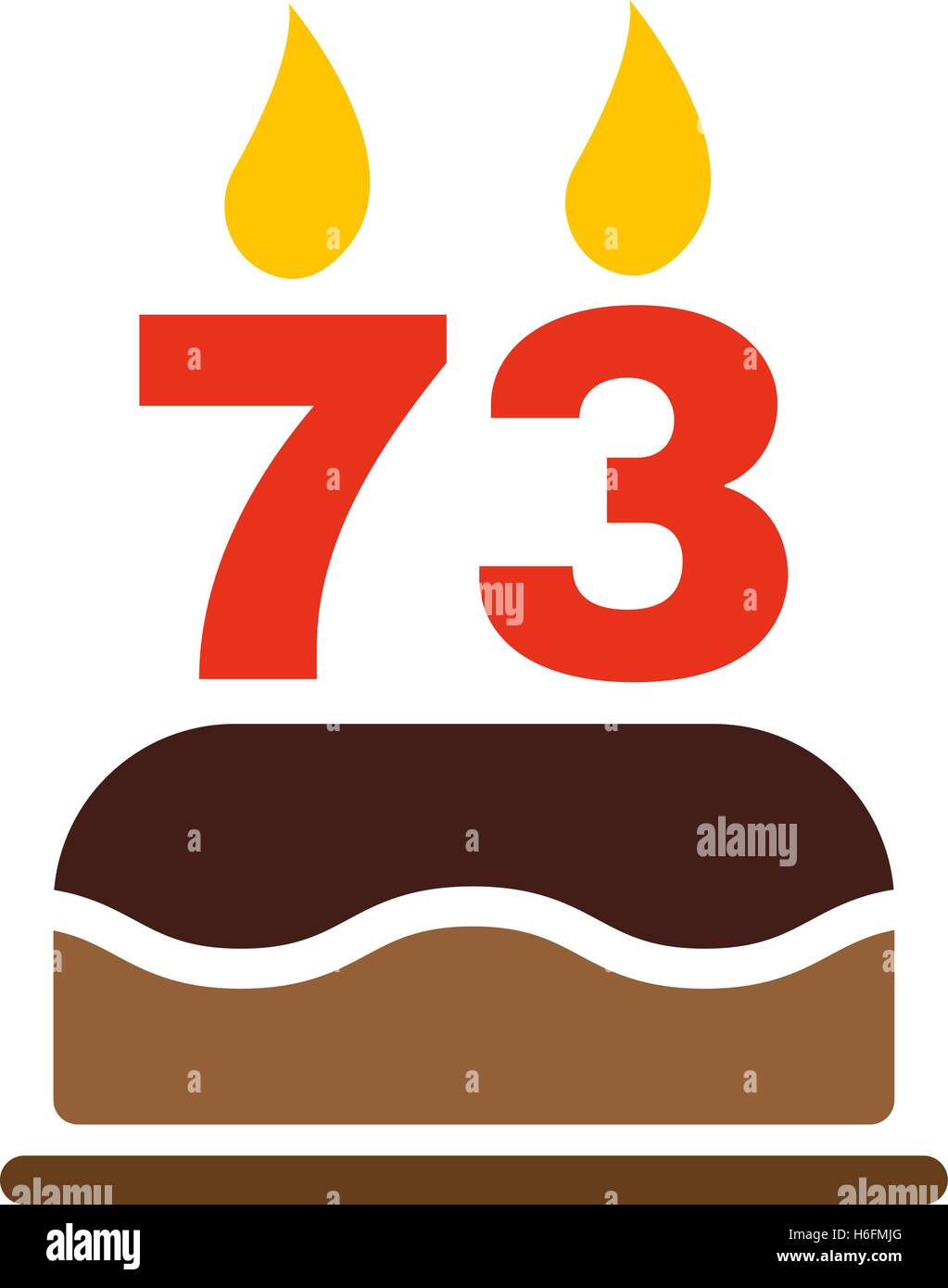 The birthday cake with candles in the form of number 73 icon. Birthday ...