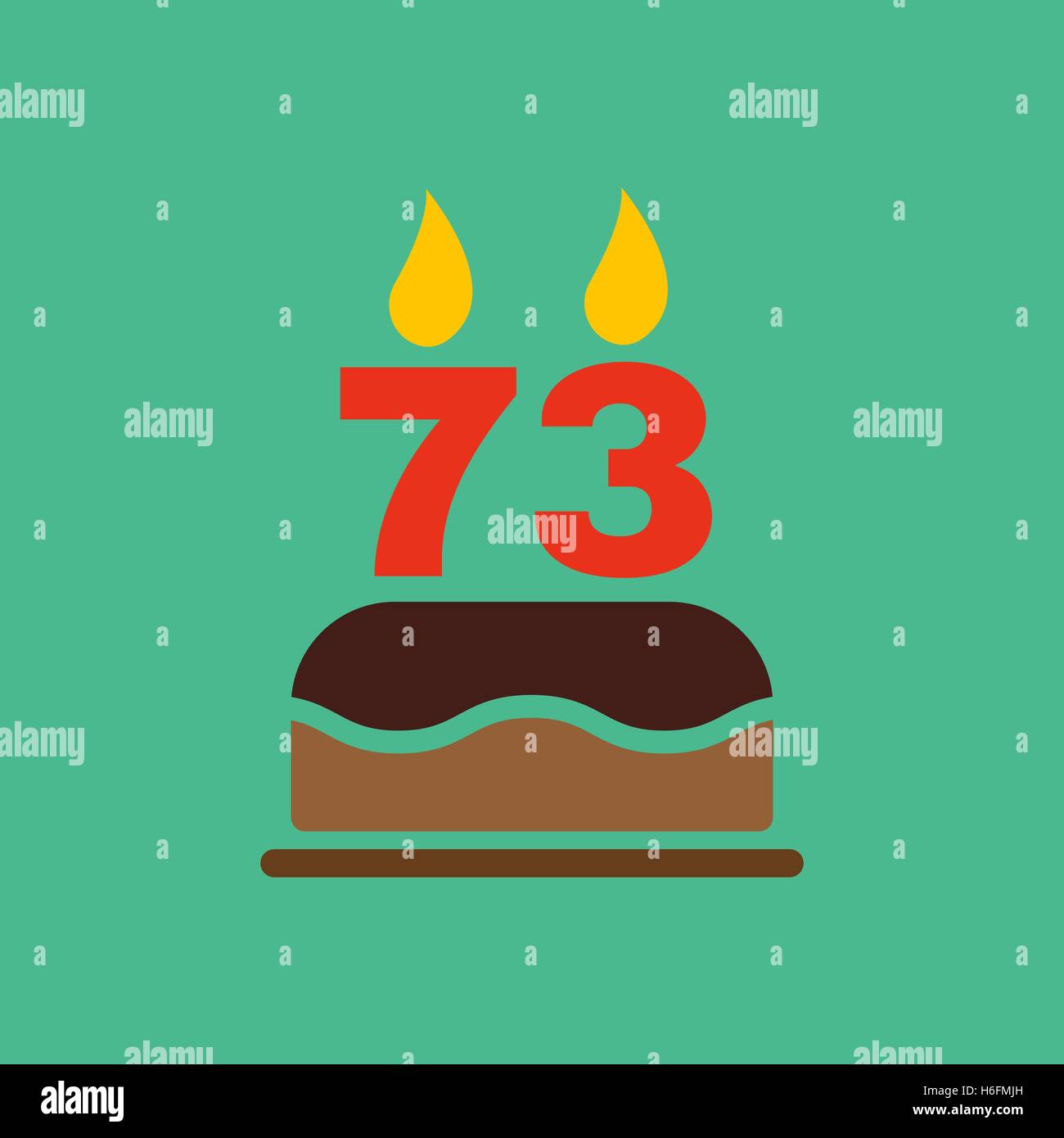 The birthday cake with candles in the form of number 73 icon. Birthday ...