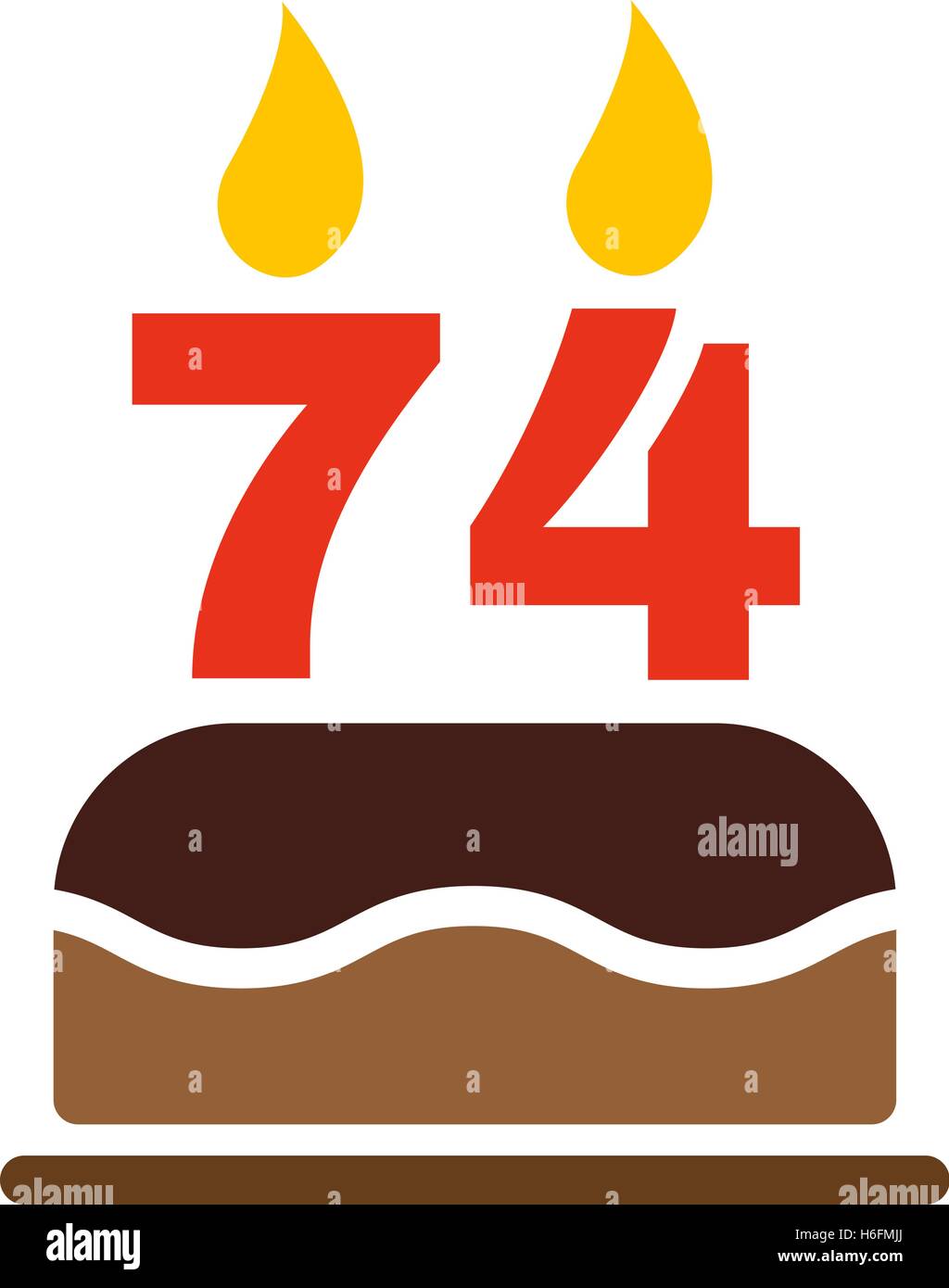The birthday cake with candles in the form of number 74 icon. Birthday ...