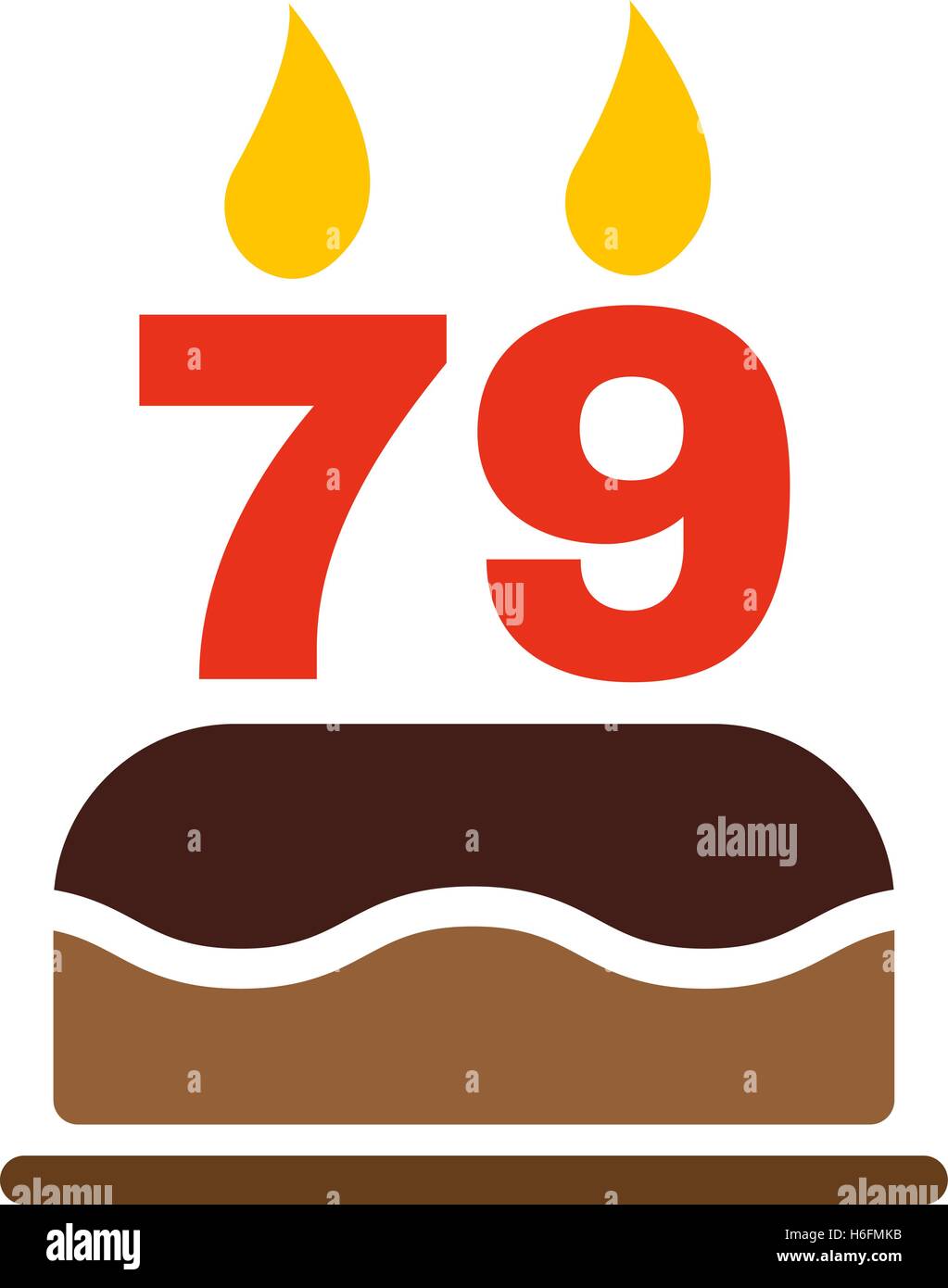 The birthday cake with candles in the form of number 79 icon. Birthday ...