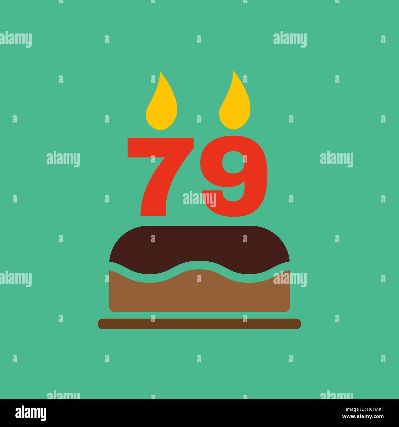 The birthday cake with candles in the form of number 79 icon. Birthday ...