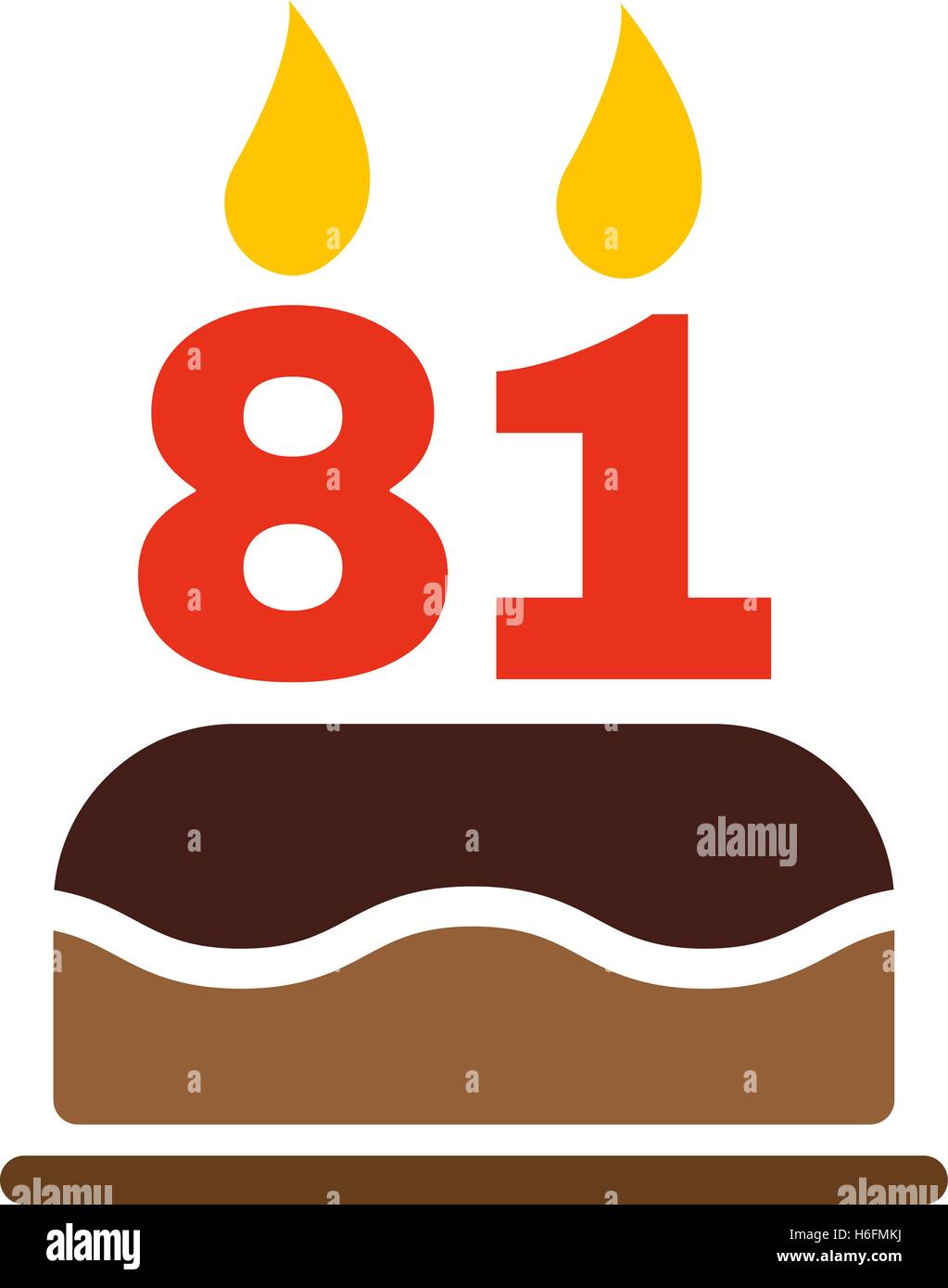 The birthday cake with candles in the form of number 81 icon. Birthday ...