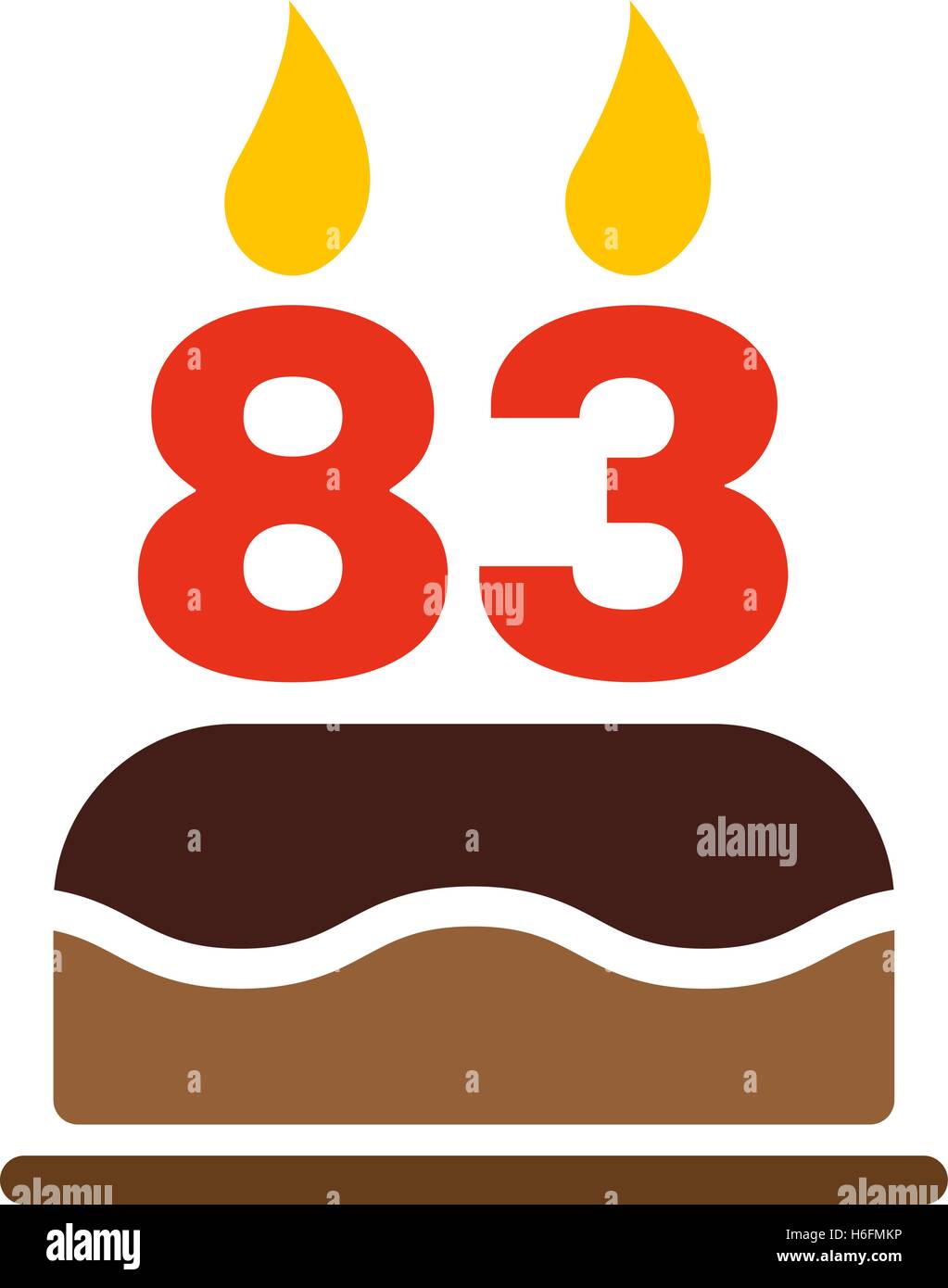 The birthday cake with candles in the form of number 83 icon. Birthday ...