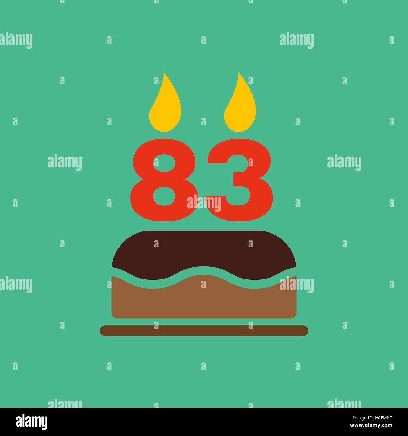 The birthday cake with candles in the form of number 83 icon. Birthday ...