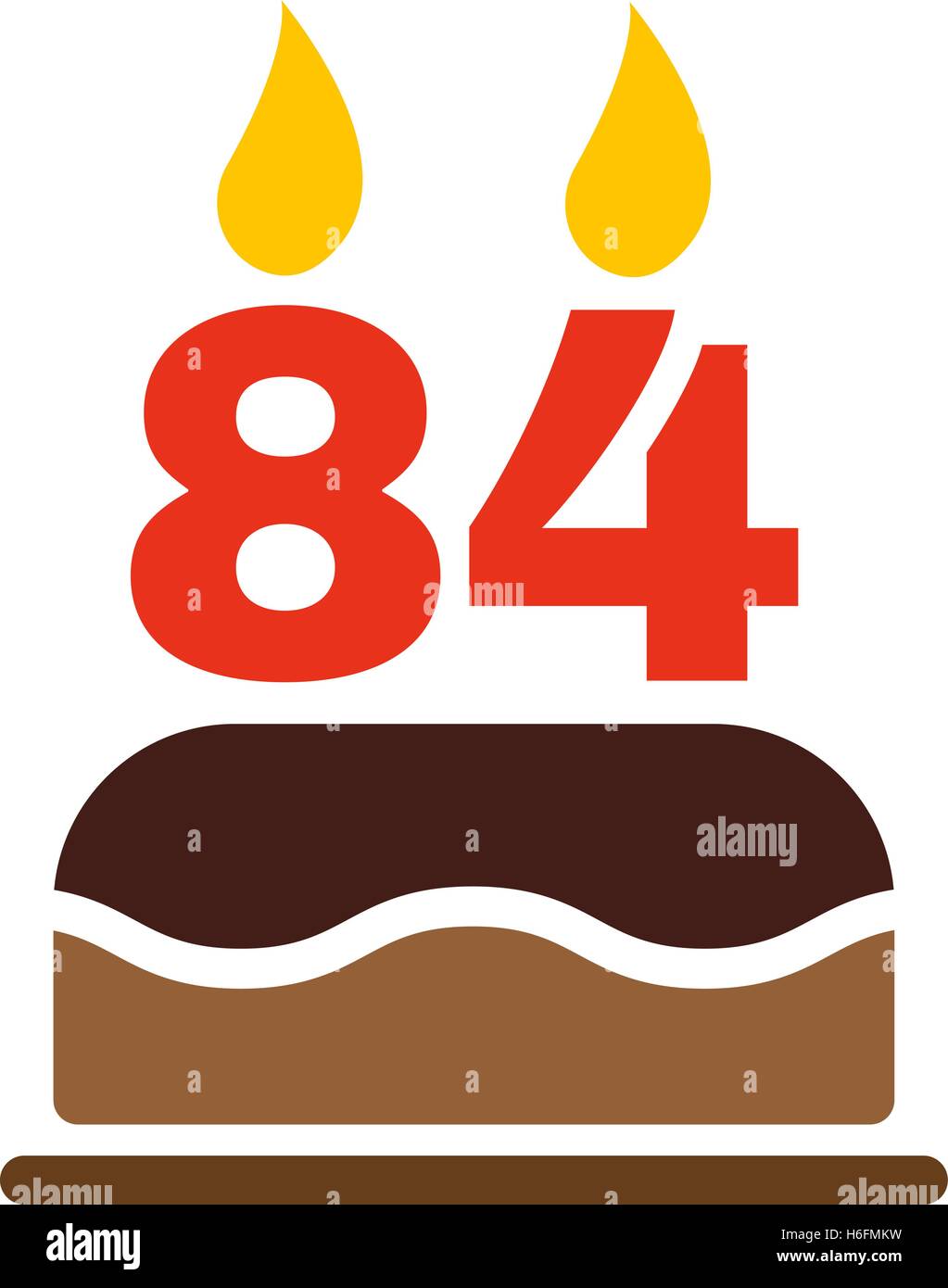 The birthday cake with candles in the form of number 84 icon. Birthday ...
