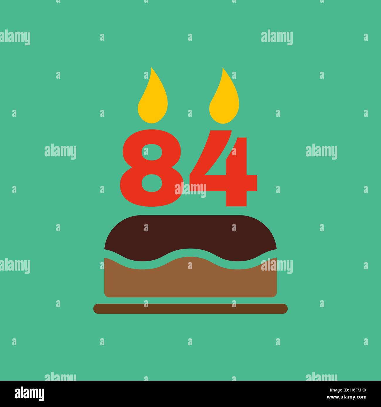 The birthday cake with candles in the form of number 84 icon. Birthday ...