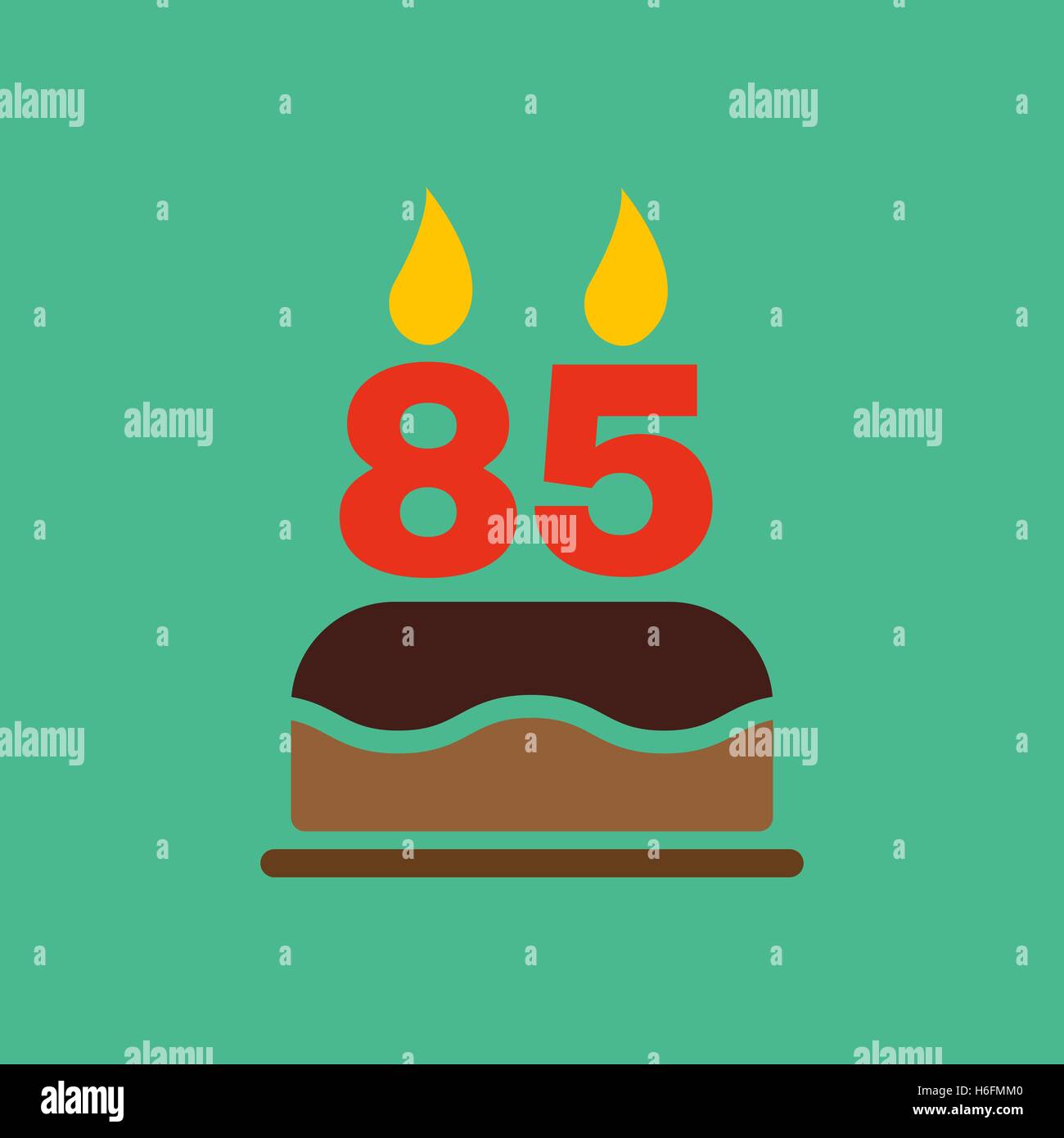 The birthday cake with candles in the form of number 85 icon. Birthday ...