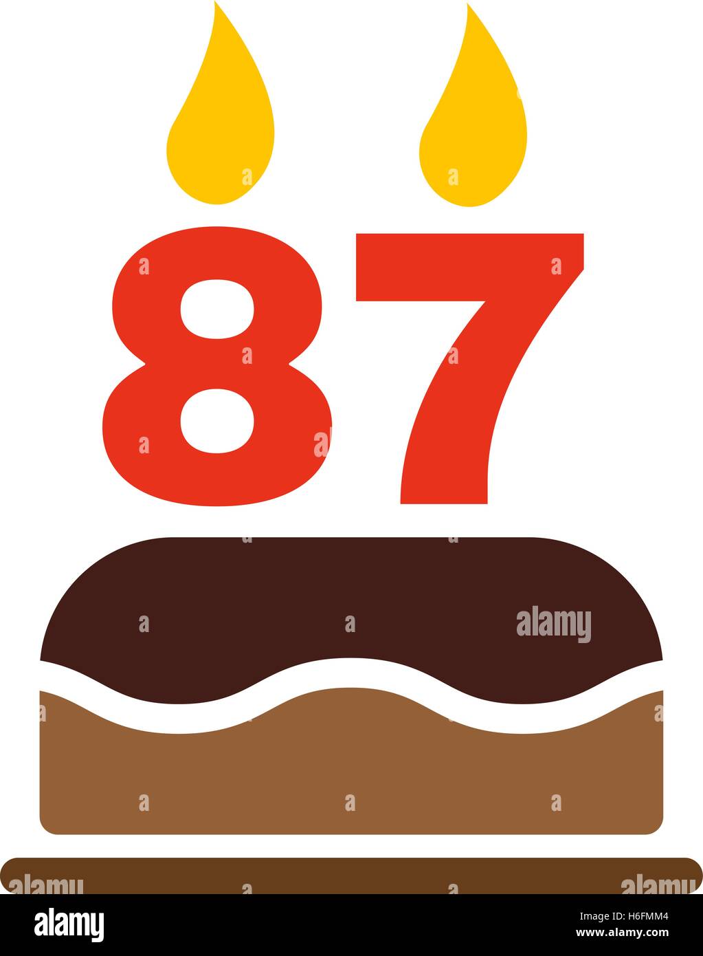 The birthday cake with candles in the form of number 87 icon. Birthday ...