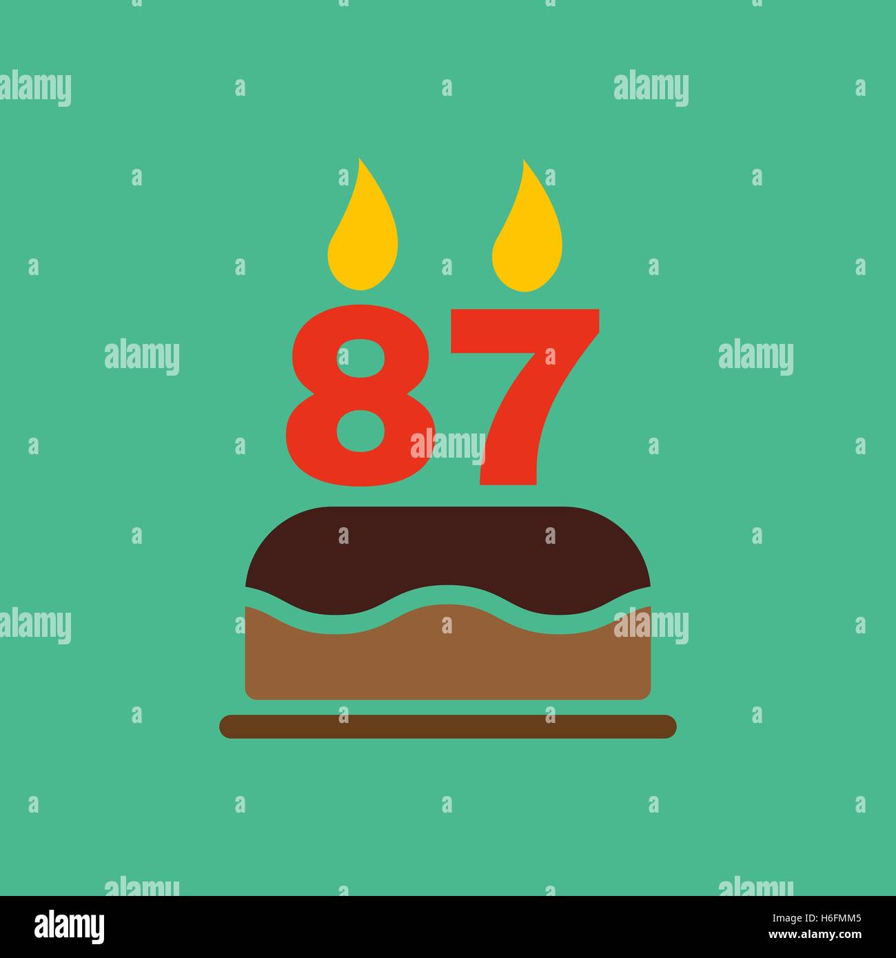 The birthday cake with candles in the form of number 87 icon. Birthday ...