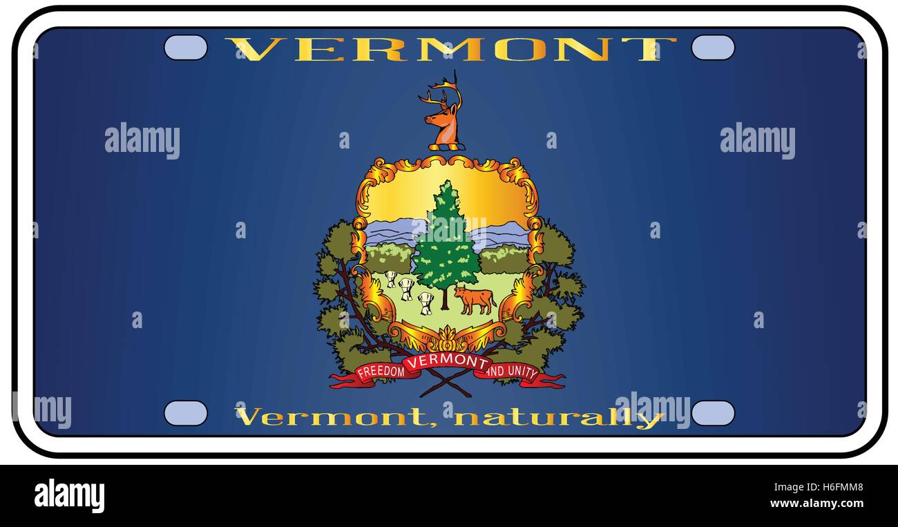 Vermont license plate in the colors of the state flag with the flag ...