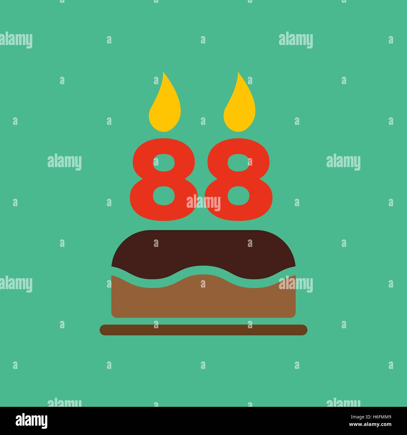 The birthday cake with candles in the form of number 88 icon. Birthday ...