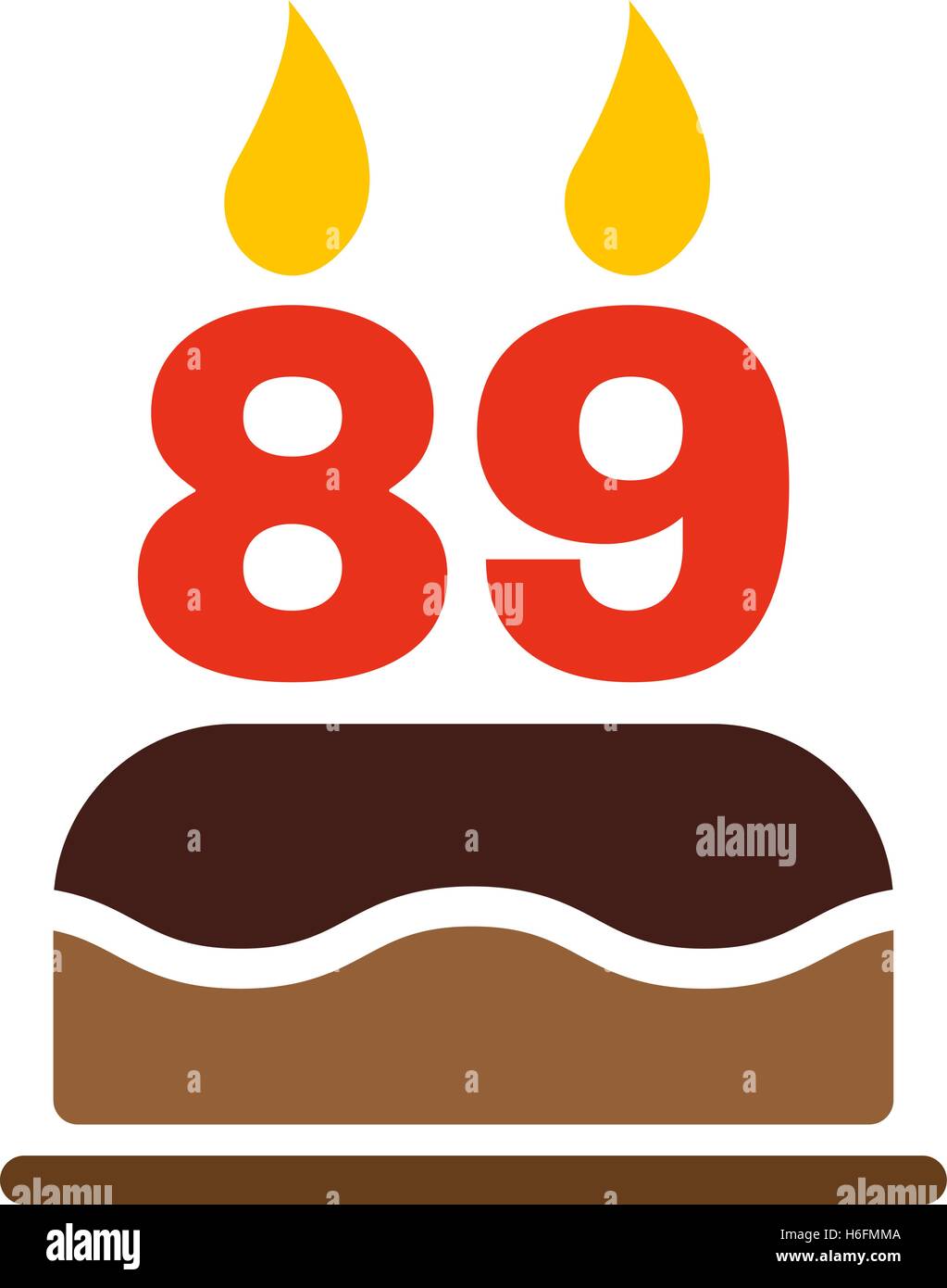 The birthday cake with candles in the form of number 89 icon. Birthday ...