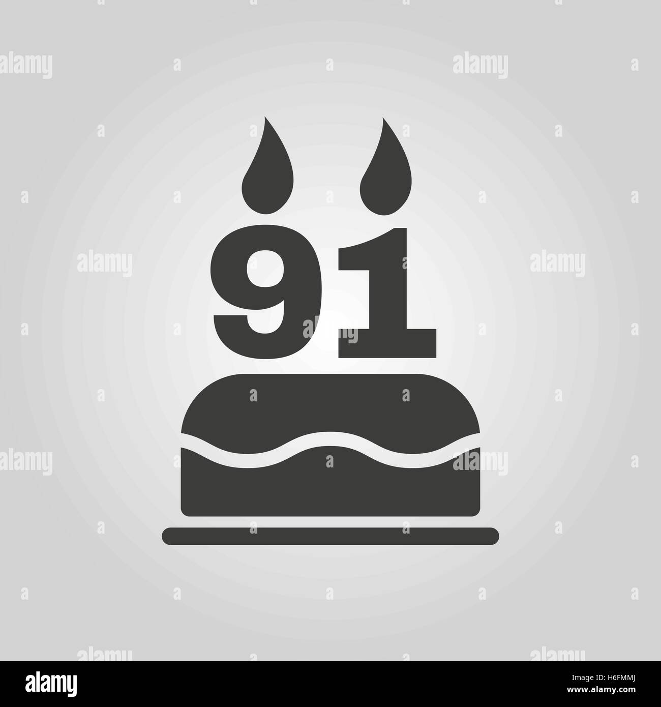 The birthday cake with candles in the form of number 91 icon. Birthday ...