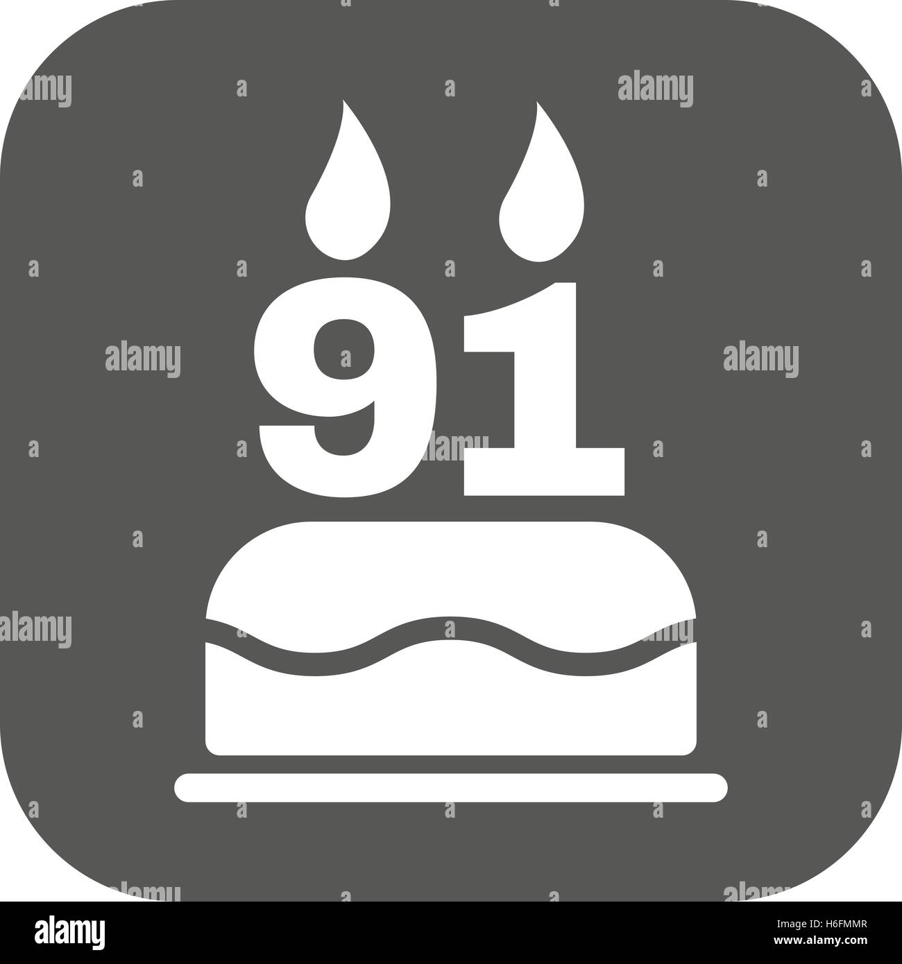 The birthday cake with candles in the form of number 91 icon. Birthday ...