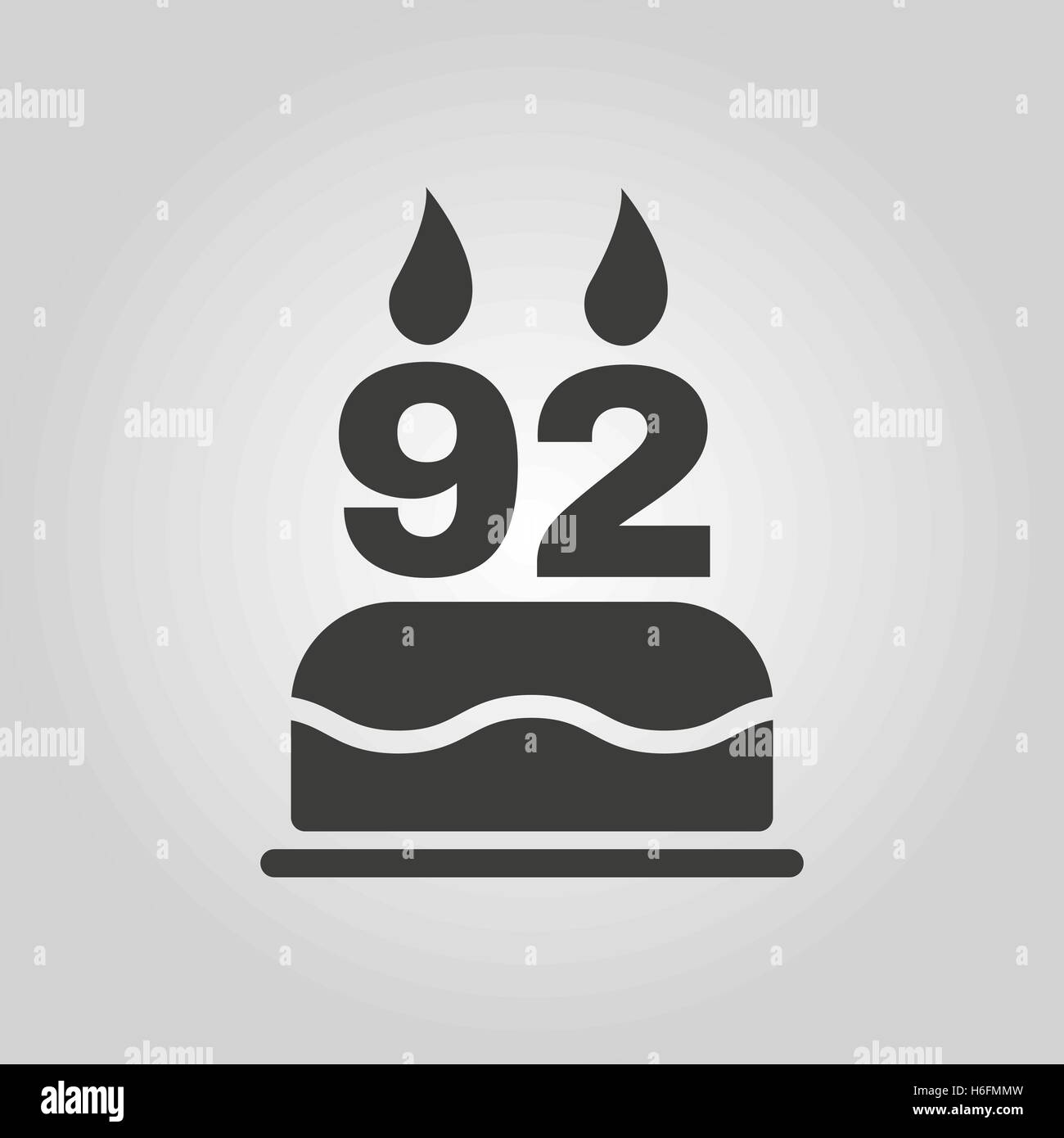 The birthday cake with candles in the form of number 92 icon. Birthday ...