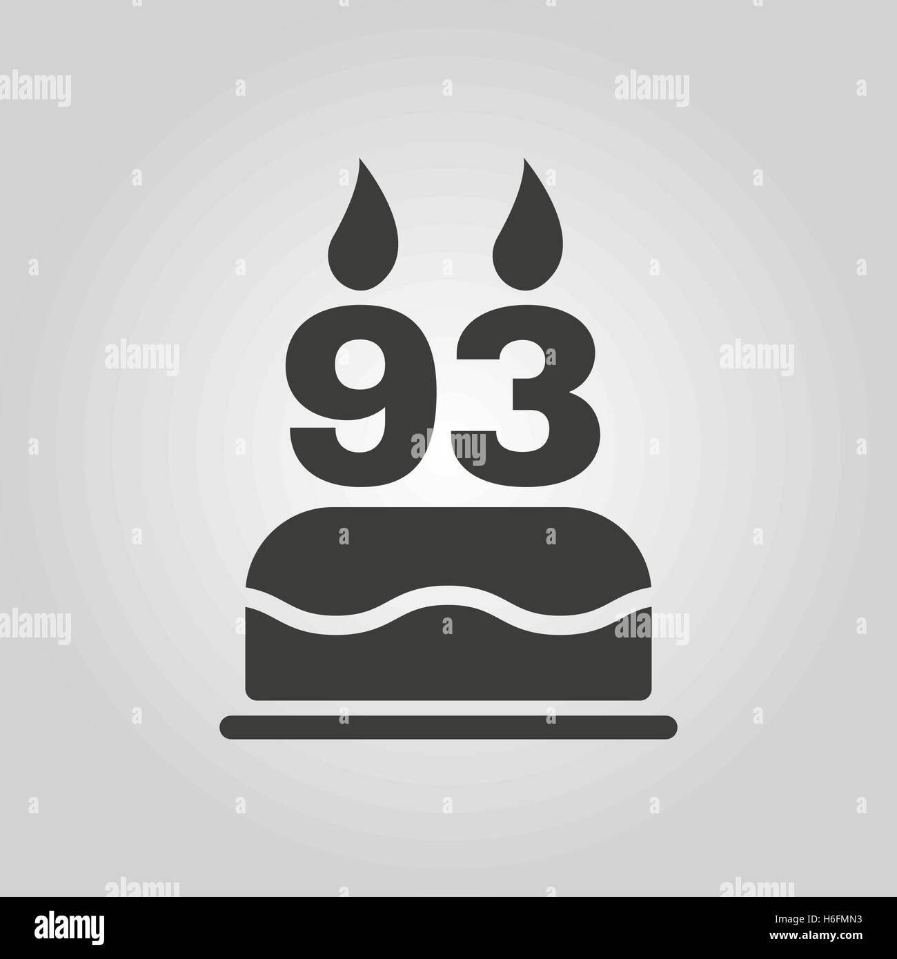 The birthday cake with candles in the form of number 93 icon. Birthday ...
