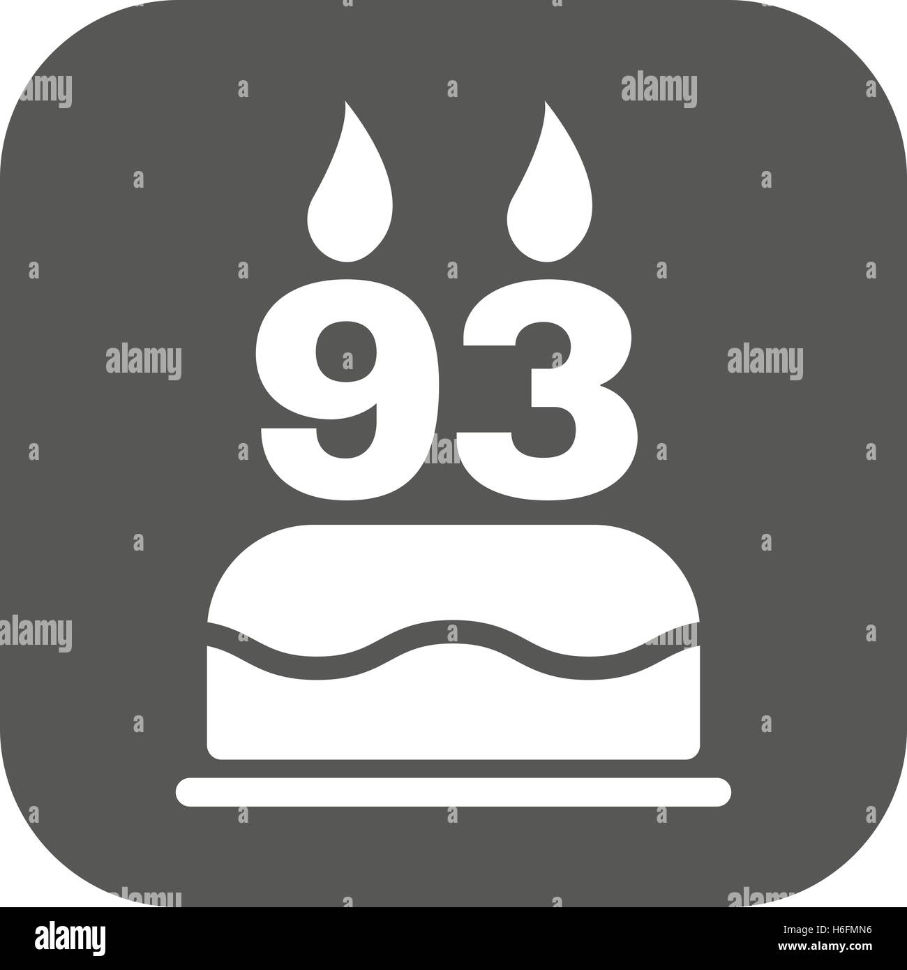The birthday cake with candles in the form of number 93 icon. Birthday ...