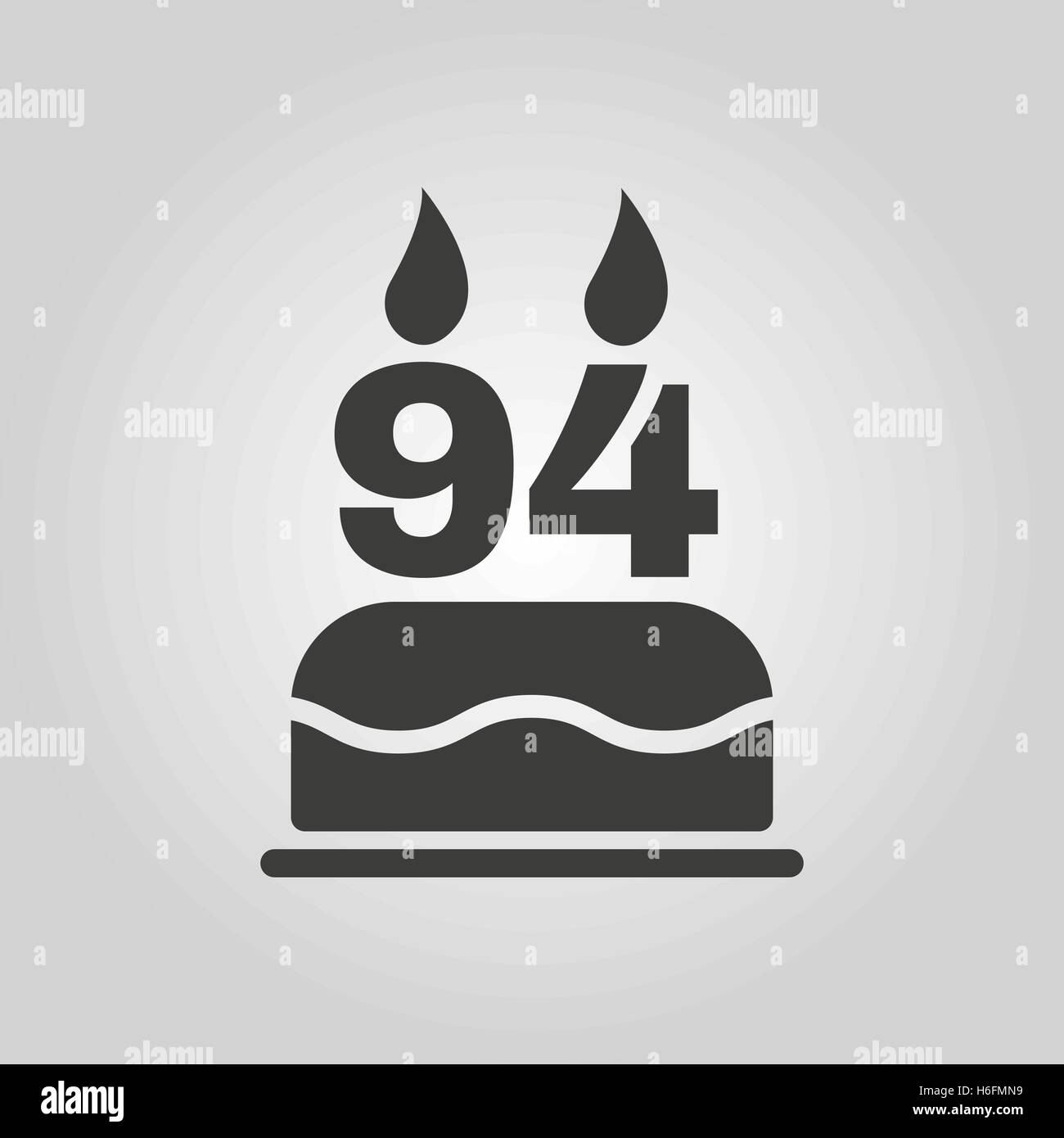 The birthday cake with candles in the form of number 94 icon. Birthday ...