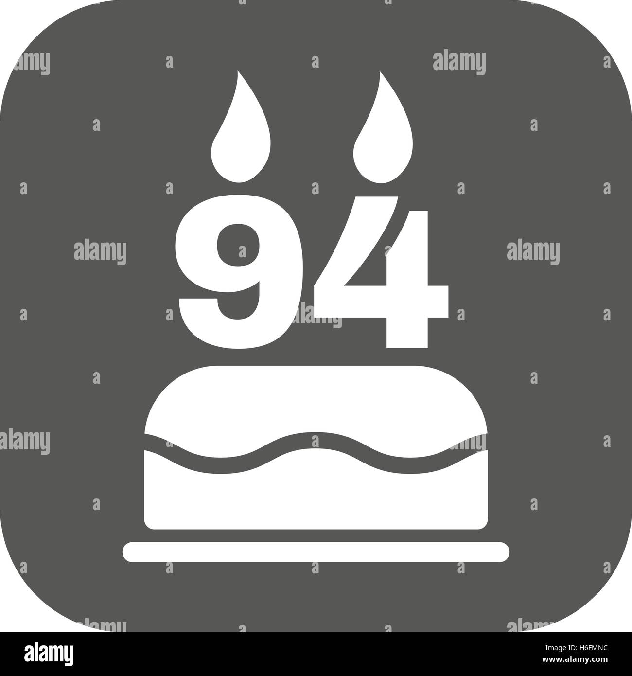 The birthday cake with candles in the form of number 94 icon. Birthday ...