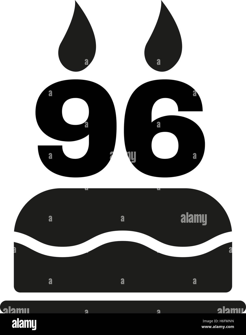 The birthday cake with candles in the form of number 96 icon. Birthday ...