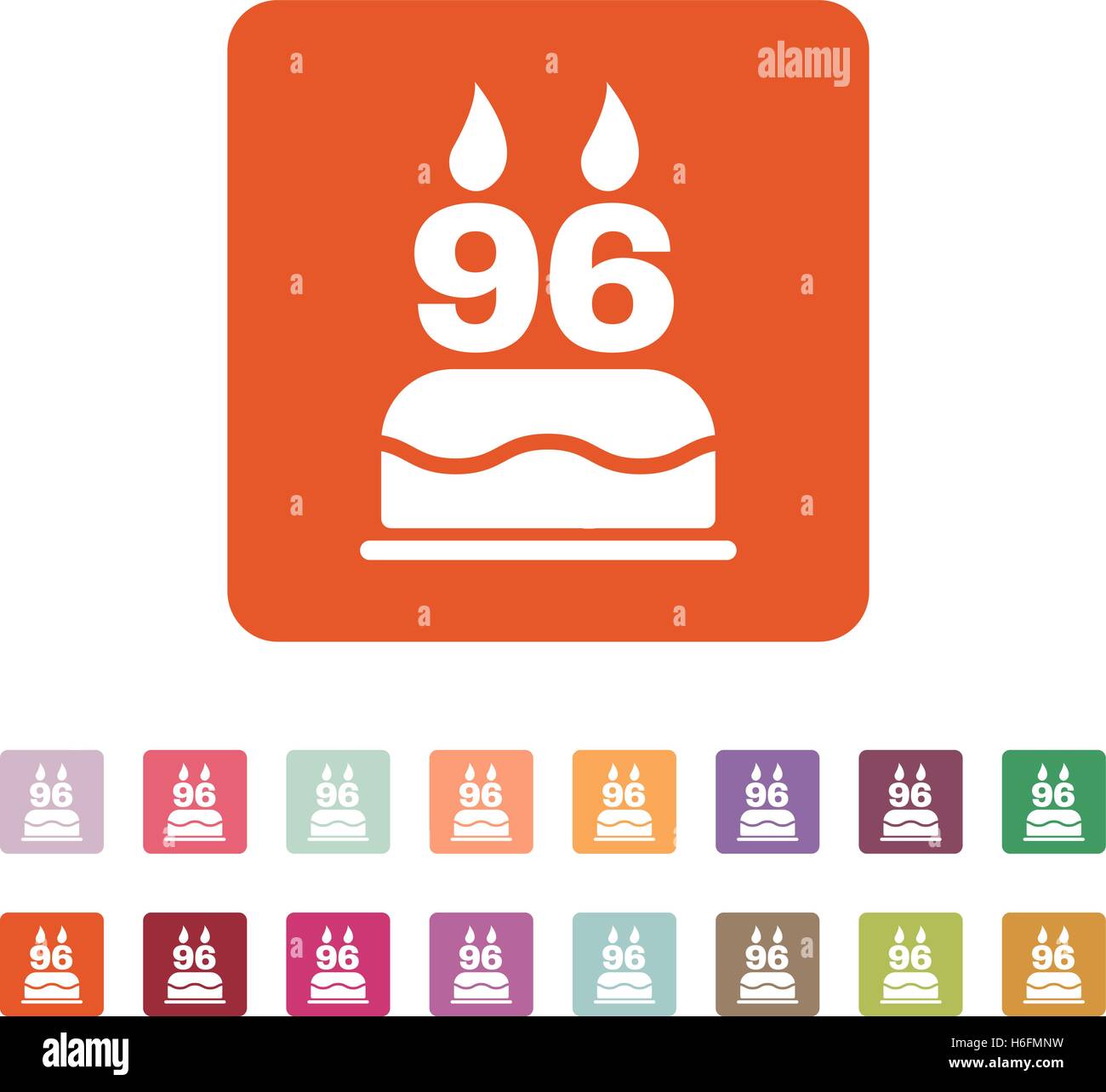 The birthday cake with candles in the form of number 96 icon. Birthday ...