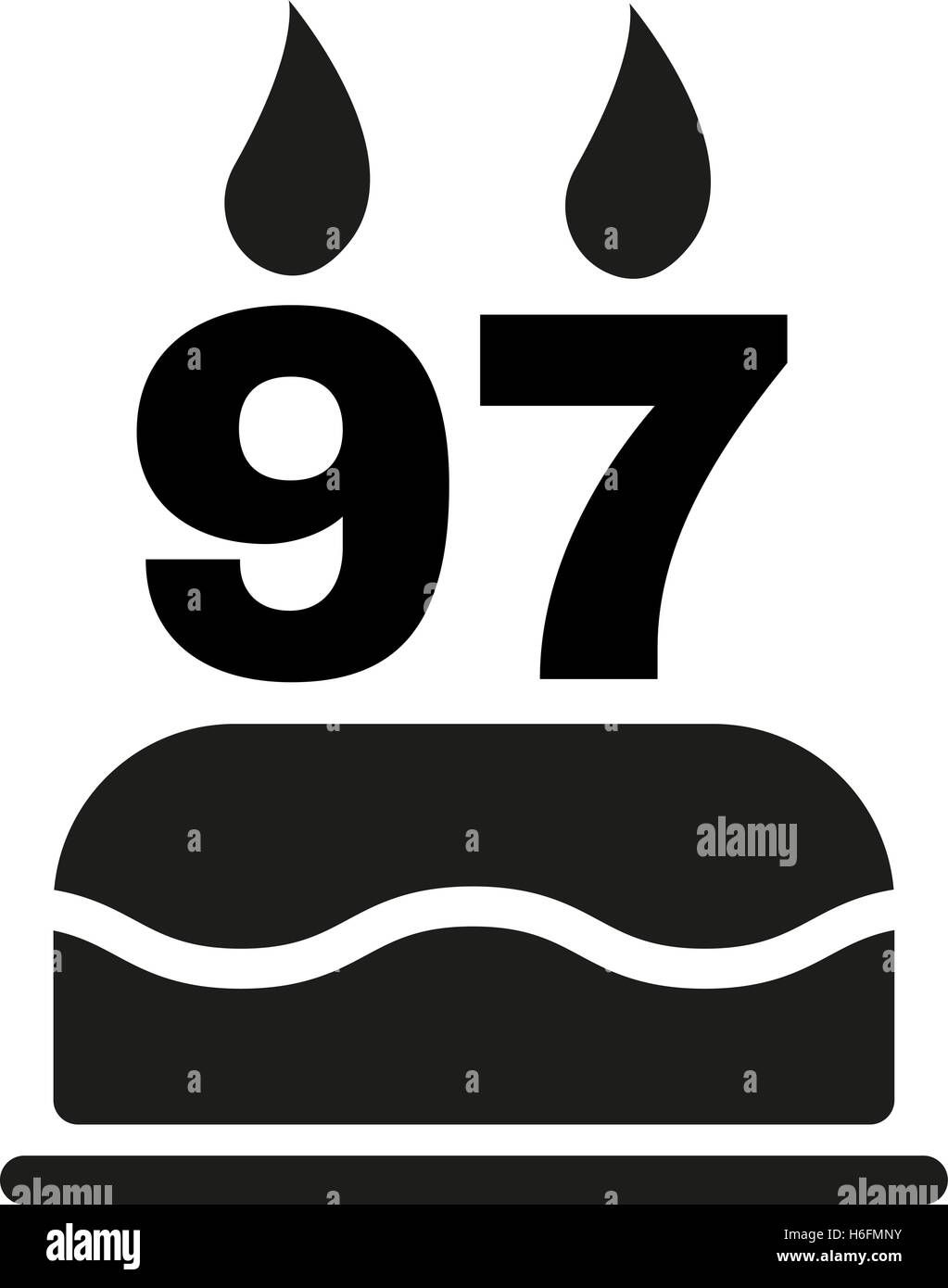 The birthday cake with candles in the form of number 97 icon. Birthday ...