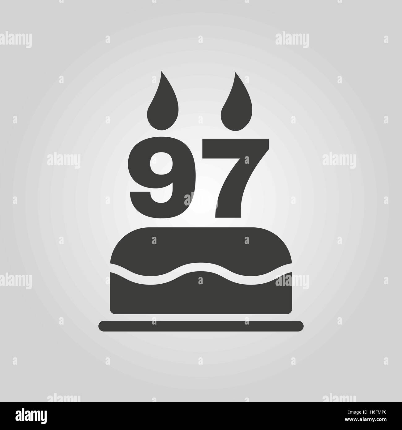 The birthday cake with candles in the form of number 97 icon. Birthday ...