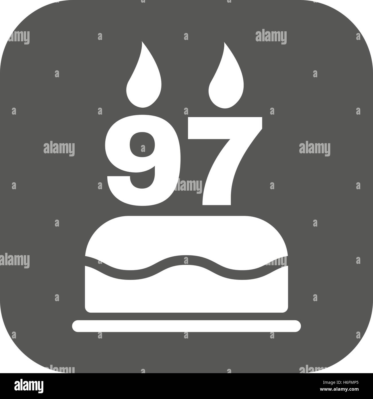 The birthday cake with candles in the form of number 97 icon. Birthday ...