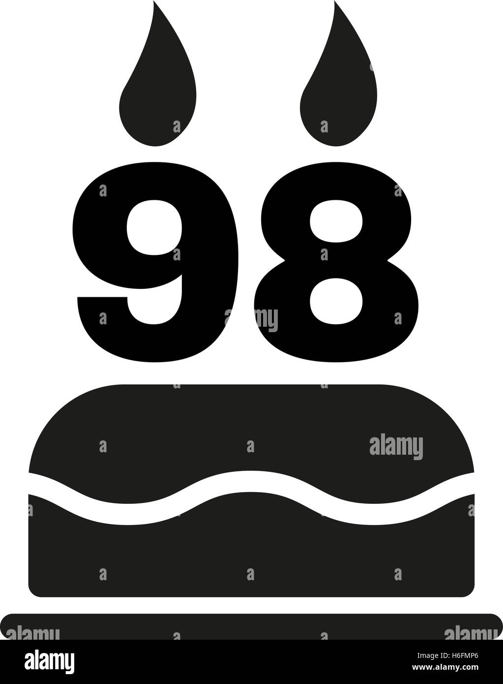 The birthday cake with candles in the form of number 98 icon. Birthday ...