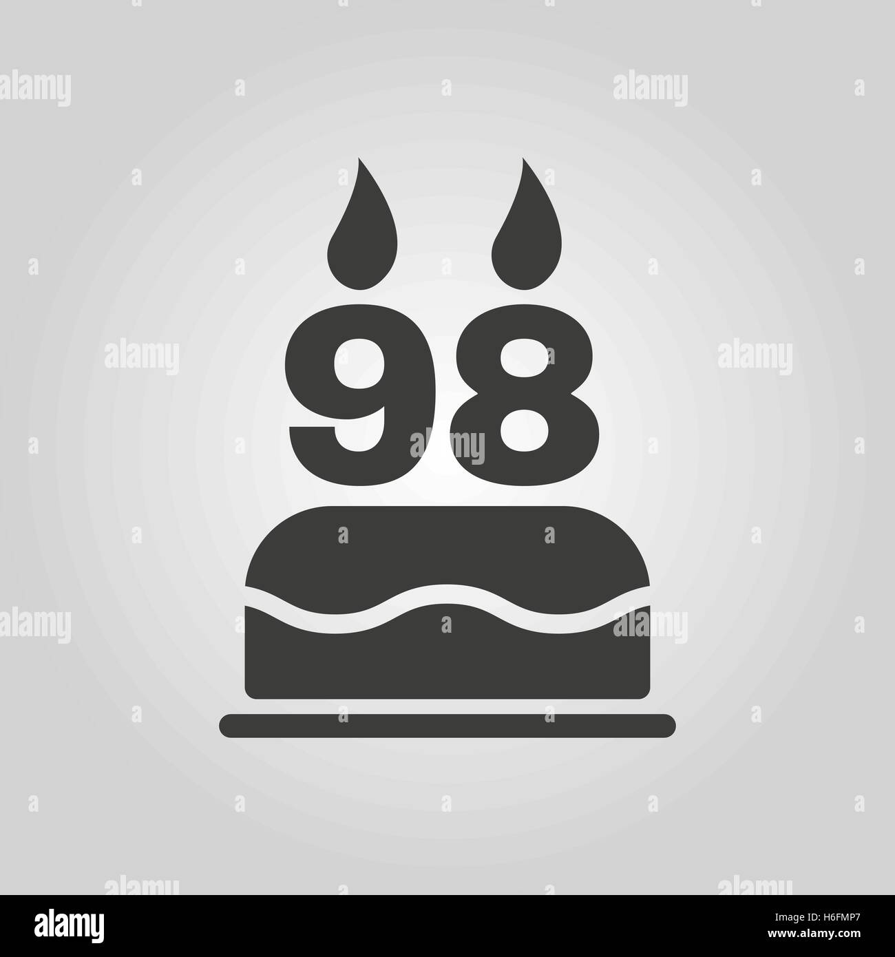 The birthday cake with candles in the form of number 98 icon. Birthday ...