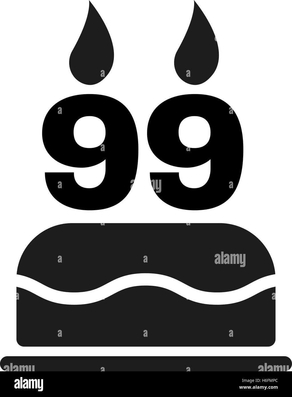 The birthday cake with candles in the form of number 99 icon. Birthday ...