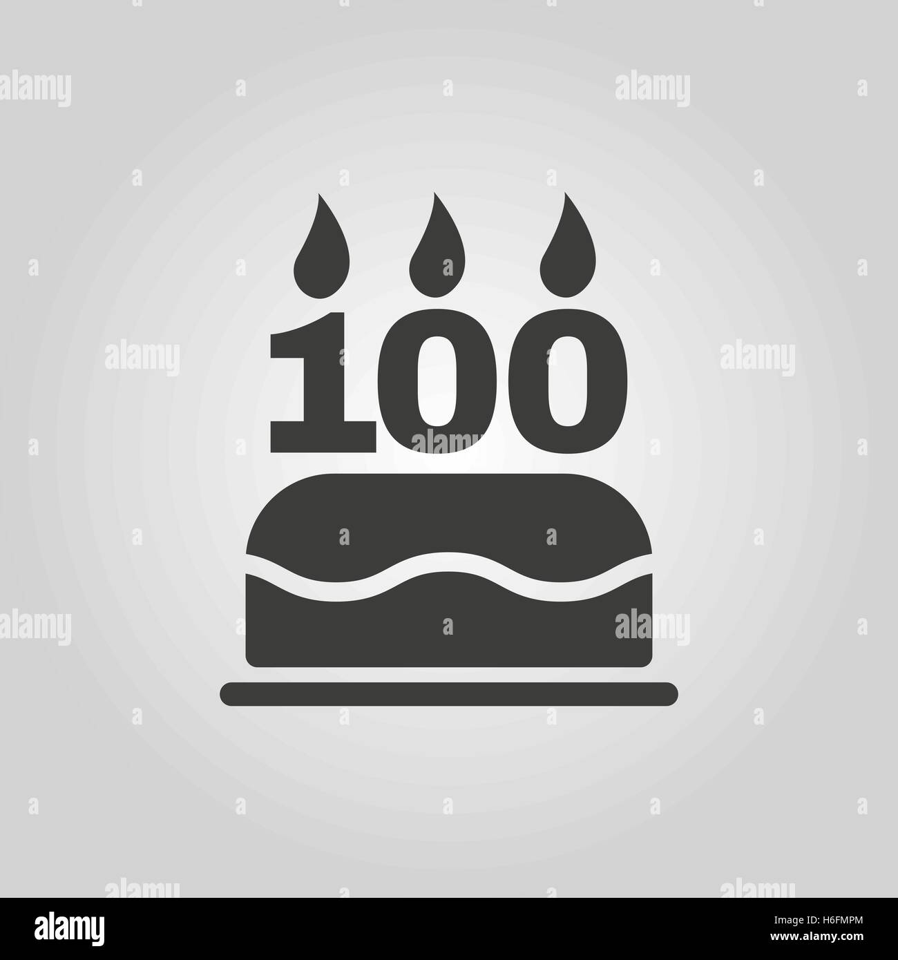The birthday cake with candles in the form of number 100 icon. Birthday ...