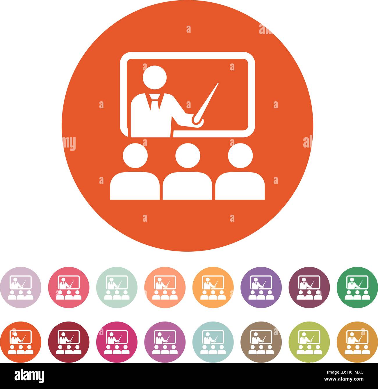 The training icon. Teacher and learner, classroom, presentation ...