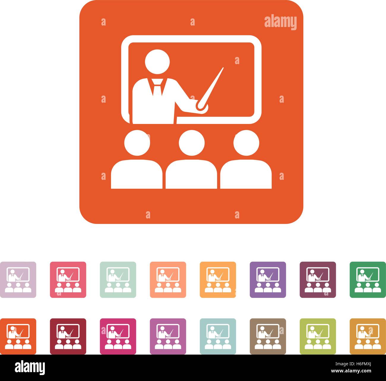 The training icon. Teacher and learner, classroom, presentation ...