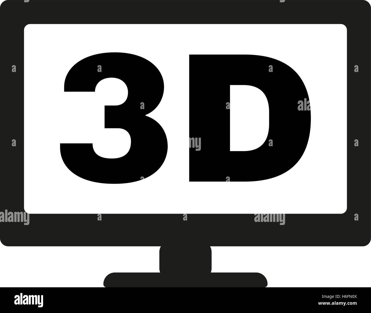 The 3d icon. Monitor and display, screen, movie symbol. Flat Vector ...
