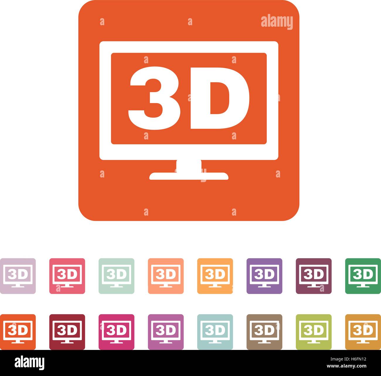 The 3d icon. Monitor and display, screen, movie symbol. Flat Vector ...