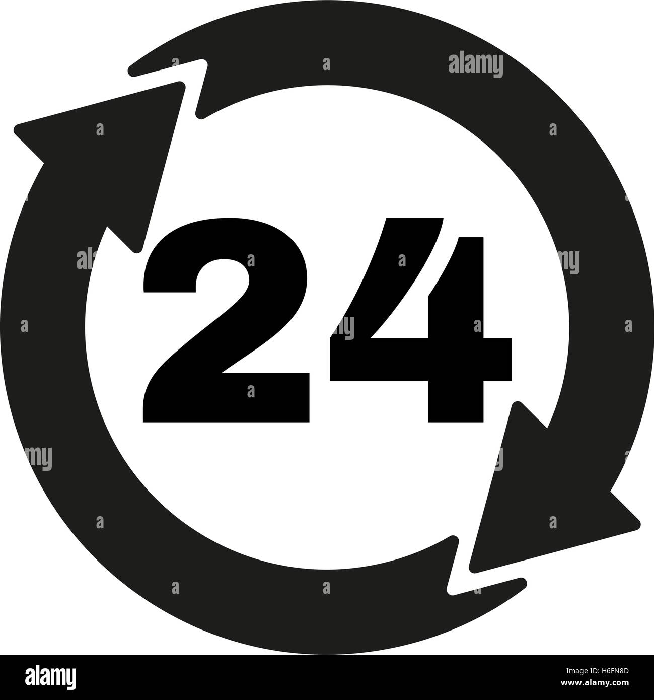 The 24 hours icon. Twenty-four hours open symbol. Flat Vector ...