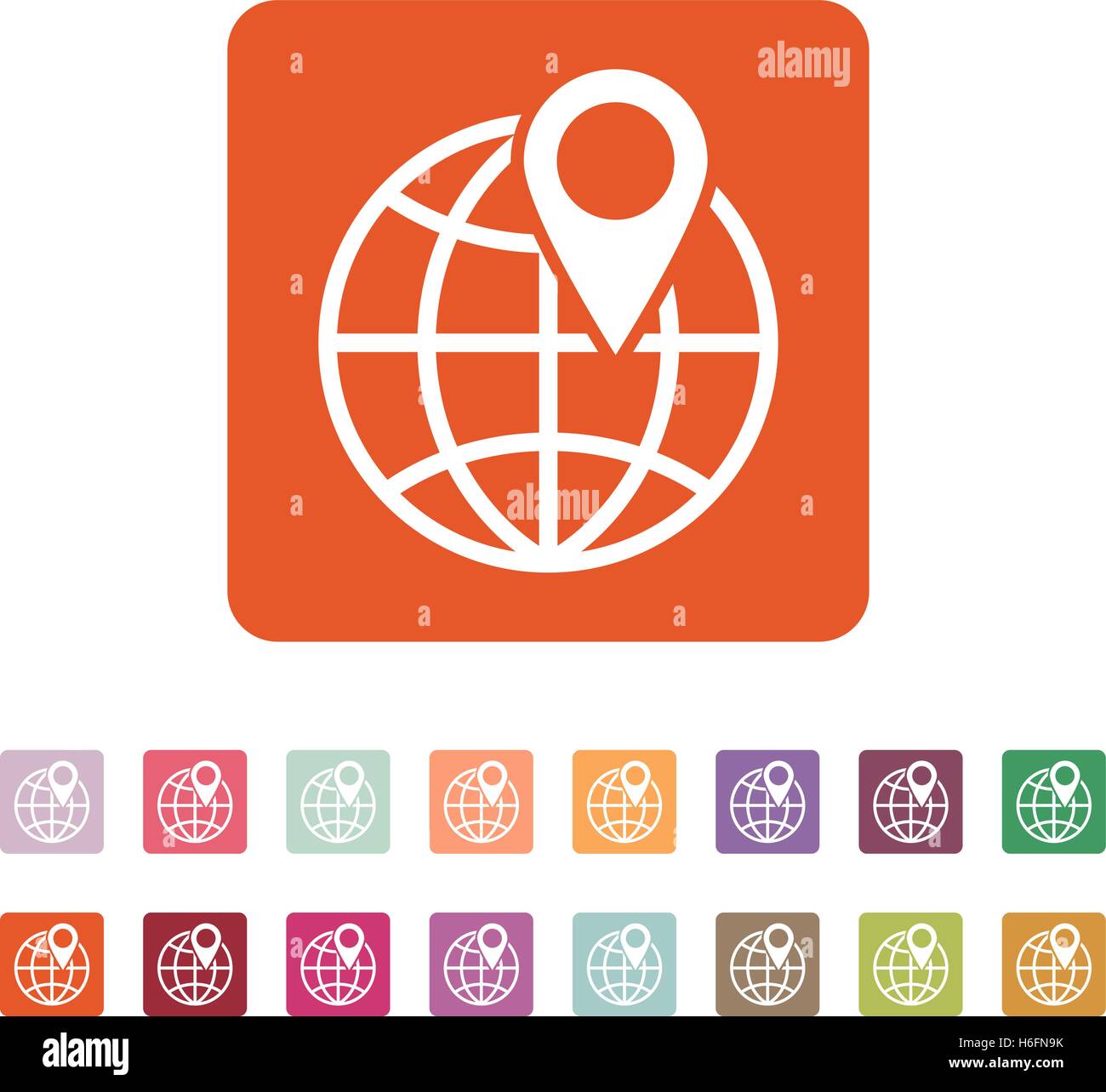 The pin on globe icon. Travel and map, navigation symbol. Flat Vector ...