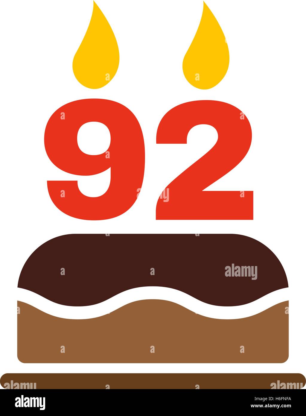 The birthday cake with candles in the form of number 92 icon. Birthday ...